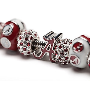 University of Alabama Charm Bracelet | Crimson Tide Gifts | Stainless Steel Alabama Jewelry | Alabama Logo Charm Bracelet | Lifetime Guaranteed