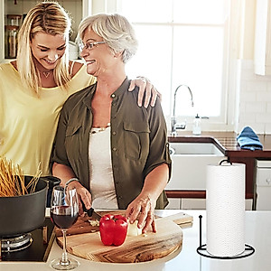 Black Paper Towel Holder Countertop,Kitchen Paper Towel Stand Holder for Standard and Large Size Rolls (Black 05)