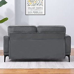 BALUS 52.76" W Velvet Sofa Couch/Mid Century Modern Loveseat Couches for Living Room&Upholstered Small Couch for Small Spaces/Bedroom/Apartment/Easy Assembly(Loveseat,Velvet Grey)