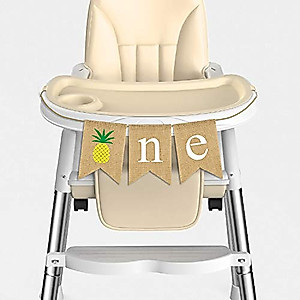 Jute Burlap One Banner with Pineapple Boy Girl 1st Birthday Highchair Banner Summer Party Decoration