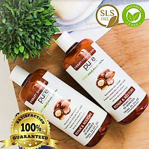 PURE Shampoo and Conditioner Set, HUGE 26.5 oz. Each Extra Strength Formula with Keratin & Dead Sea Minerals, Moisturizes Dry & Damaged Hair (Argan Oil Shampoo & Conditioner)