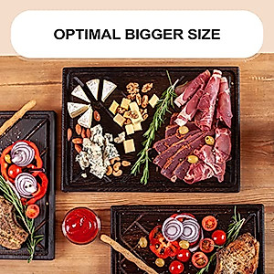 Wooden Steak Board Solid Oak Serving Barbecue Platter Natural Thick Cutting Plate Durable & Quality (Large)