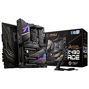 MSI MEG Z490 ACE Gaming Motherboard (ATX, 10th Gen Intel Core, LGA 1200 Socket, SLI/CF, Triple M.2 Slots, USB 3.2 Gen 2, Wi-Fi 6, Mystic Light RGB)