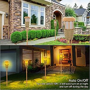Evelynsun Solar Outdoor Lights, Solar Torch Lights Outdoor flickeringflame, Outdoor Decorations for Patio Path Yard (4 Pack)