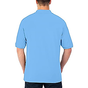 Jerzees Men's SpotShield Stain Resistant Polo Shirts (Short & Long, Short Sleeve-Light Blue, Large