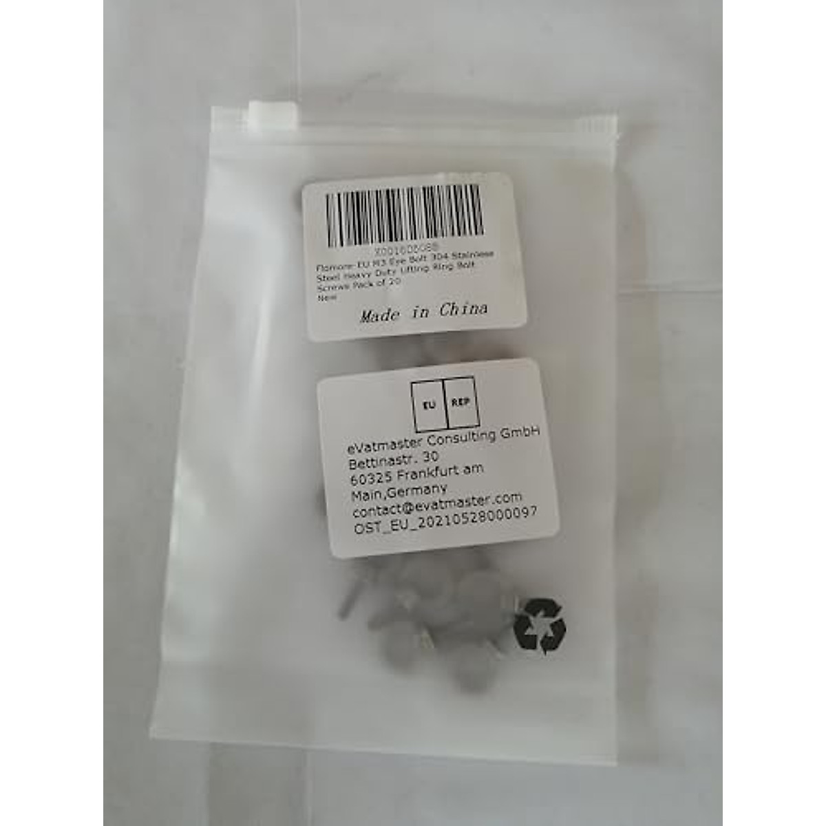 M3 Eye Bolt 304 Stainless Steel Heavy Duty Lifting Ring Bolt Screws Pack of 20