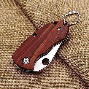 BYKCO Little Pocket Knife, Light Weight Wood Handle EDC Knife, Small Folding Pocket Knife for Men for Women Everyday Carry Box Cutter Stubby Style Gift