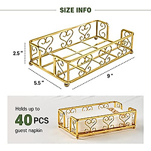 LEVIMETREE Guest Towel Holder Tray for Bathroom - Disposable Hand Towels Holder for Bathroom, Paper Hand Towel Holder, Paper Napkins Tray, Napkin Holders for Paper Napkins, Dinner Napkin Holder - Gold