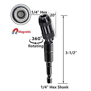 Yakamoz Pivoting Bit Tip Holder Flexible Magnetic Screwdriver Bits Holder Knuckle Extender with 20-Piece Slotted Phillips Torx Screwdriver Set for Tight Spaces or Corners