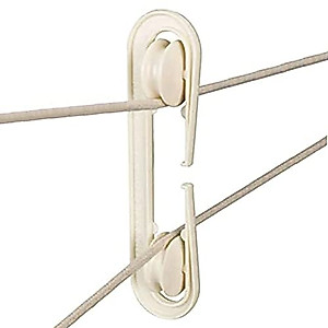 ZZLZX 2PCS Plastic Clothes Line Separator Spreader Pulley, Rope Wire Separation Pulley, S-Shaped Clothes line Splitter, Clothes line Pulley Kit for Long Clothes Line and Heavy Duty, White