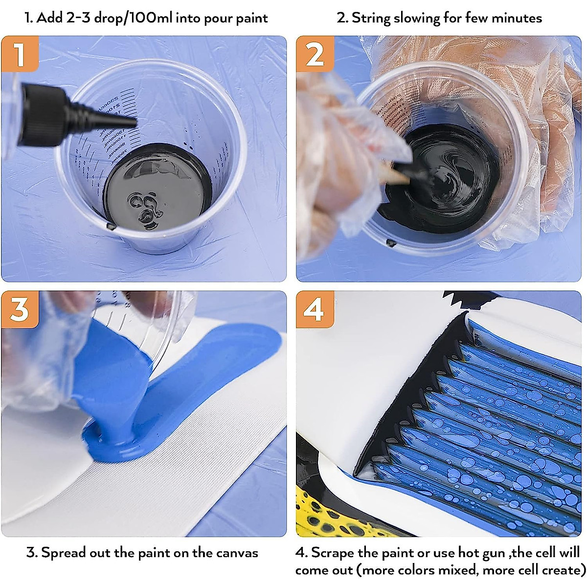 Nicpro Titanium White Color Acrylic Pour Paint, 32 Ounce Pre-Mixed Pouring Paint Supplies with Silicone Pour Oil & Gloves for Canvas, Rock, Wood Cell Creation Flow DIY Art Painting, Ready to Pour