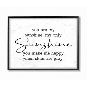 Stupell Industries My Sunshine Family Home White Word, Design by Artist Lettered and Lined Wall Art, 11 x 14, Black Framed