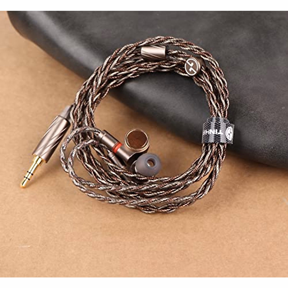 Linsoul TINHIFI T4 Plus 10mm Magnetic CNT Driver in-Ear Monitor with N54 Circuit, CCAW Voice Coil, Metal Case, Wood Faceplate, Detachable Silver-Copper Cable for Audiophile Musician