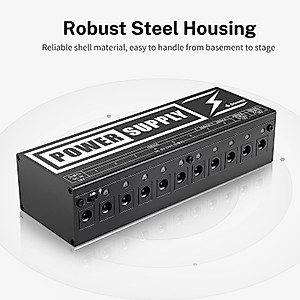 Donner DP-2 Guitar Pedal Power Supply High Current 10 Isolated DC Output for 9V/12V/18V Effect Pedals