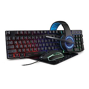 Smart Gear Rainbow Mechanical Gaming Keyboard and Mouse and Headphones Combo, Smart Gear PC Gaming Bundle (STG-6677-KB)