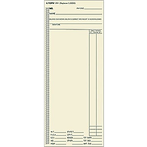 TOPS 1261 Acroprint/Amano/Cincinnati/Lathem Time Card, Weekly, 3 3/8 x 8 1/4 (Box of 500) , Manila