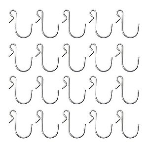YiwerDer 20-Pack Polished Metal Steel Clip Type Hanging Hooks, Holds up to 10 lbs (Small Size)