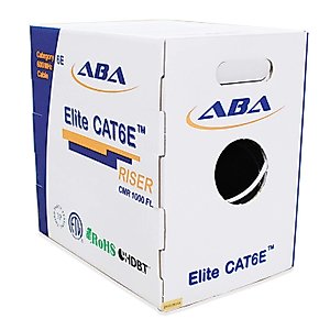Infinity Cable Cat6e CMR Riser 600MHz UTP, 24AWG, Solid, Bare Copper, 1000 Feet, UL Certified, Ethernet Cable, Easy To Pull (Reelex II) Box, White