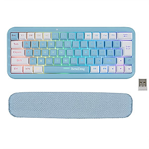 60% Wireless Gaming Keyboard,Rechargeable RGB Backlit Keyboard with Hand Rest,2.4G USB Connection,Compact 63-Key Quiet Computer Office Keyboards for PC Windows Desktop Laptop Mac Smart TV Box (Blue)