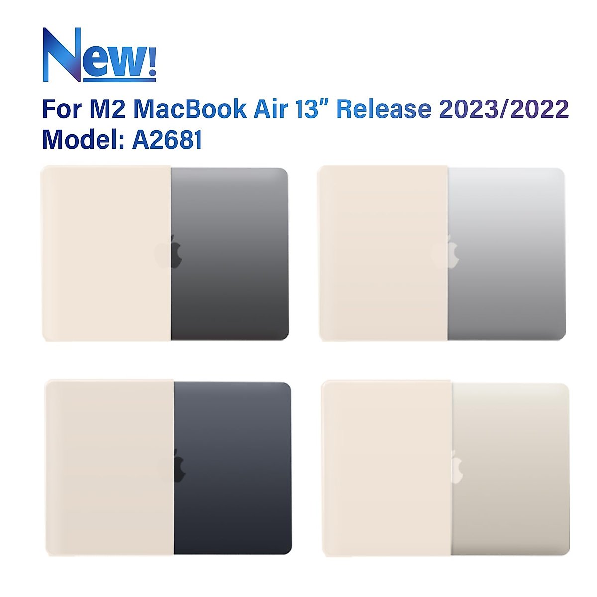 IBENZER Compatible with 2024 2023 2022 MacBook Air 13 inch Case M3 A3113 M2 A2681, HardShell Case & KeyboardCover & ScreenFilm & Type-C Adapter for Mac Air 13.6, Nude, AT13-KK-NU+2TC