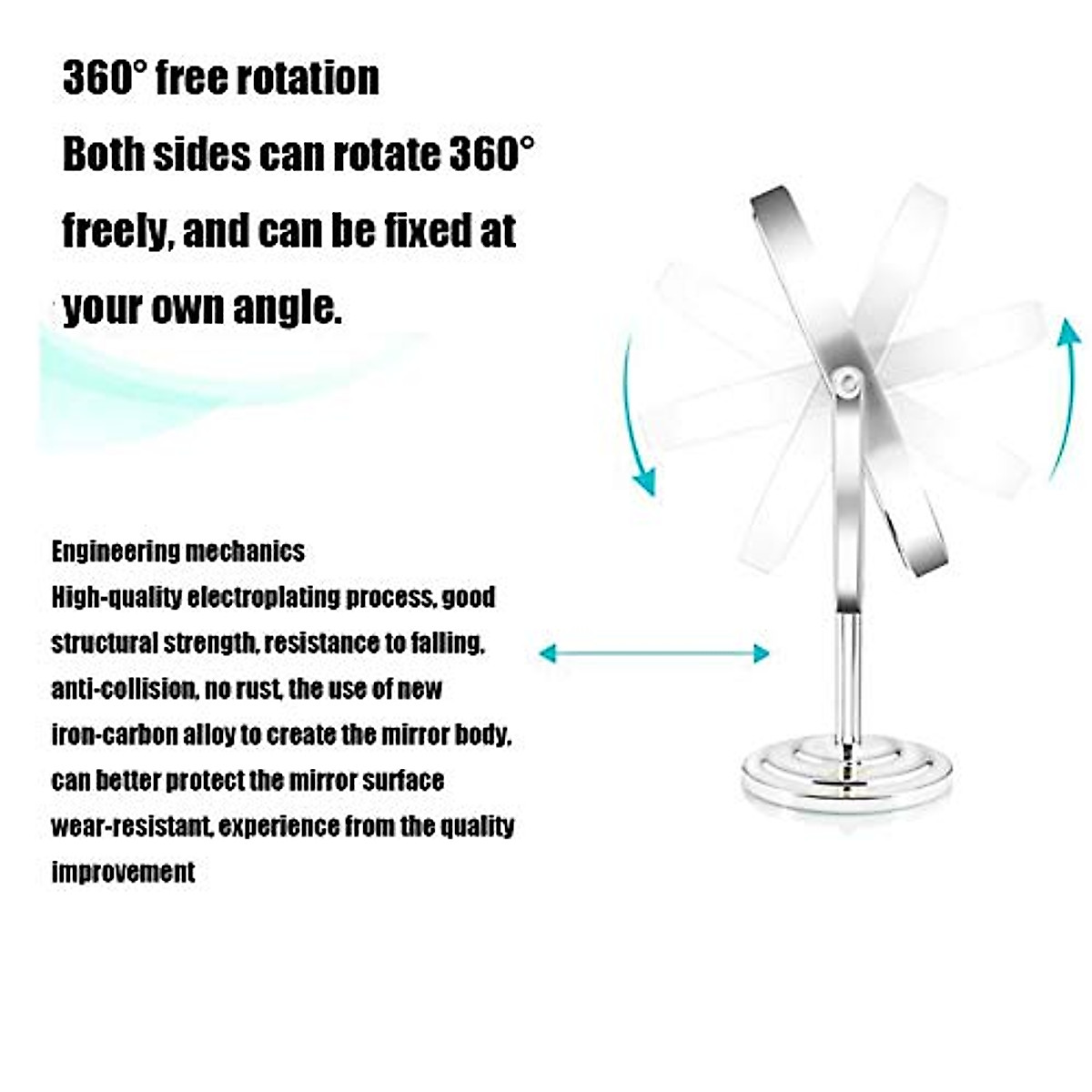 fcya Makeup Mirror,Magnifying Mirror 1/20X Magnification, Large Table top Two-Sided Swivel Vanity Mirror, Chrome FinishStyle 1-8 inches