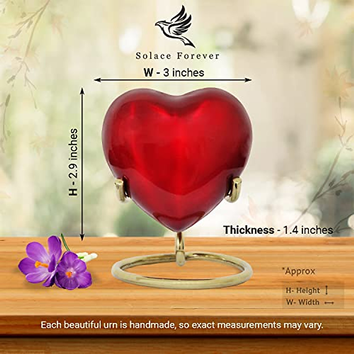 Red Heart Cremation Urn - Heart Keepsake Urn for Human Ashes with Premium Box & Heart Urn Stand - Handcrafted Red Urn for Ashes - Small Heart Shaped Urn - Mini Urn for Your Loved Ones