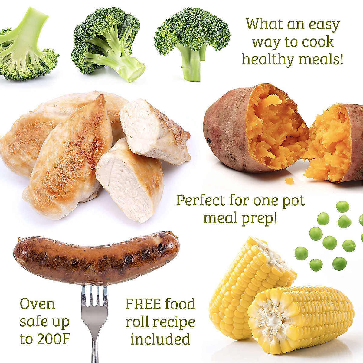 Disposable Heat Resistant Cooking Bags – Multi-Use BPA-Free Plastic Food Bags Good For Poultry & Vegetables. For Cooking, Reheating, Microwave, Roasting, & Defrosting,– 50 Pack