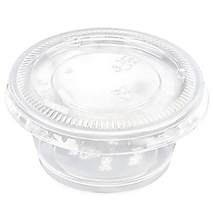 Back of House Ltd. 100-pack of Disposable Clear Plastic Condiment Storage Cups with Lids - Choose 2 oz. or 4 oz. - For Restaurant, Home, Gelatin Shots (2 oz.)