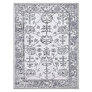 8x10 Area Rugs for Living Room：Large Neutral Moroccan Distressed Carpet Machine Washable Farmhouse Collection Carpets for Dining Room Bedroom Nursery Home Office Gray/Blue