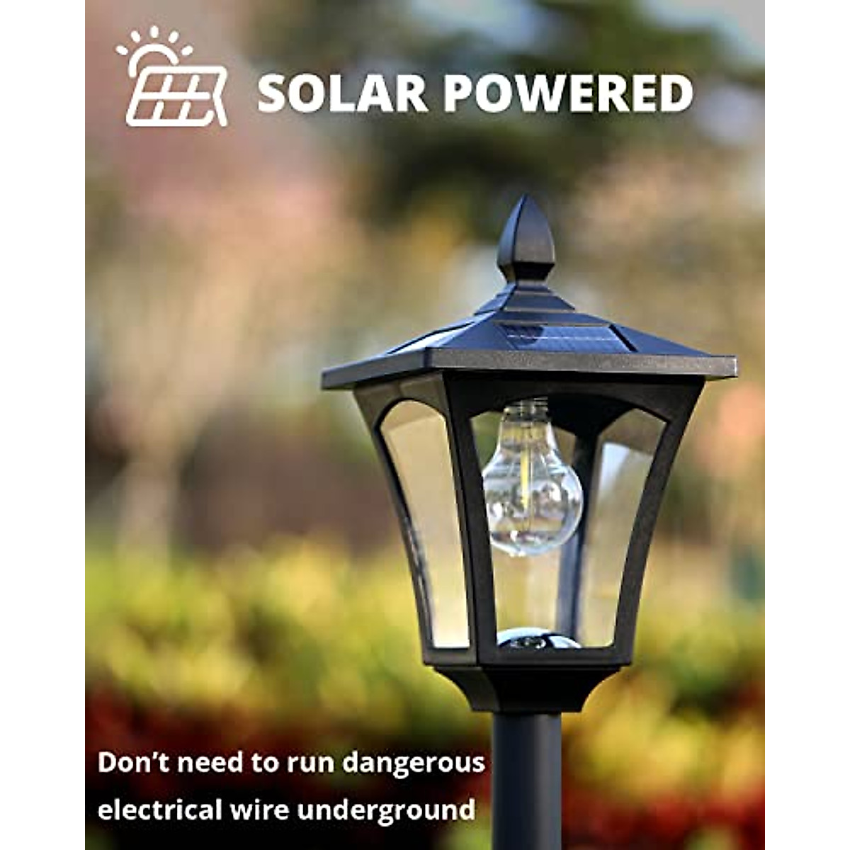 DOESLAG Solar Lamp Post Light Outdoor – Vintage 64-Inch Garden Decor