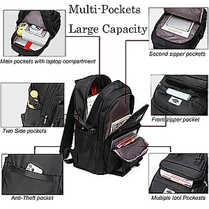 WIUFBE 15.6 Inch Laptop Backpacks School College Backpack Large Bookbags Anti Theft Travel Cusual Daypack For Teens Boys Girls Women(Black)