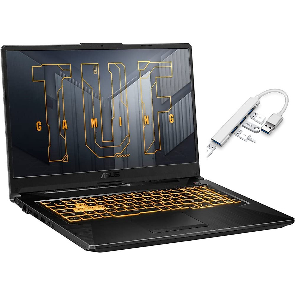 Asus TUF 17.3" 144Hz FHD Gaming Laptop | 11th Generation Core i5-11260H | NVIDIA GeForce RTX 3050 | Backlit Keyboard | Windows 10 | Grey | with USB3.0 HUB Bundled (8GB DDR4 | 512GBSSD | USB3.0 HUB)