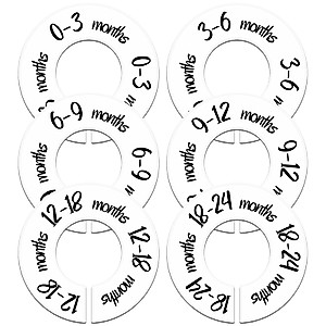 Pro Goleem Baby Closet Dividers Unisex Baby Closet Organizer for Nursery Baby Clothes Size Age Dividers Fits 1.5" Rod 6 PCS