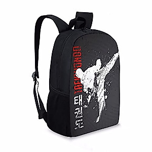 FUIBENG Cool Taekwondo Print Backpack for Elementary College Teenagers School Bag Travel Beach Daypack Boys Girls Shoulders School Backpack