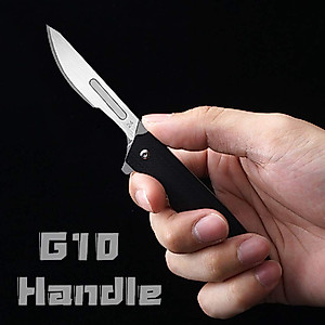 edcfans EDC Folding Scalpel Knife: G10 Handle, EDC Pocket Utility Knife with 10 Replaceable Scalpel Blades.