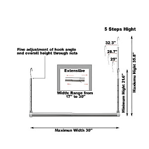 Adjustable Hanging Closet Rod, Extender Hanging Rod, Closet Hanging Organizer, Heavy Duty Closet Bar, Hanging Rod (1 Pack, Chrome)