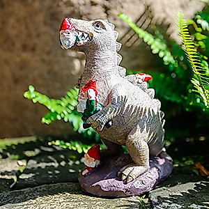 BBdis Garden Gnomes Statue Decoration,5.8 Inch Dinosaur Catch Gnomes Figurines,Indoor Outdoor Décor Garden Art for Patio,Lawn,Yard,Funny Garden Gift