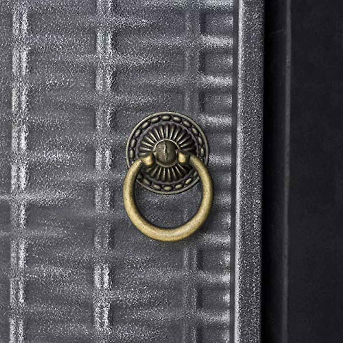 RST Brands Sego Lily Logan Steel Outdoor Patio Round Fire Table, with Fiber Concrete Top, 40000 BTUs, PE Wicker, Backyard, 30x30 Inch, Gray