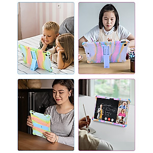 DETUOSI Silicone Case for Lenovo Tab M10 Plus 10.6 inch 2022 3rd Gen (TB-125F/TB-128F), Slim Lightweight Folding Stand Cover, Soft Protective Cover with Strap & Stylus Pen, Dazzle Rose Red & Purple