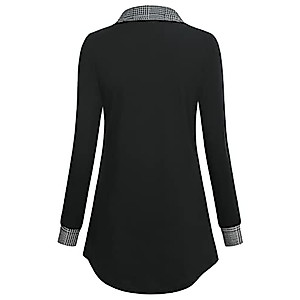 Timeson Tunic Sweaters for Women,Cowl Neck Tunics Tops for Leggings for Women Fashion Plaid Ladies Sweatshirts Women's Thick Fall Winter Dressy Shirts Plus Size Black Christmas Top Maternity Swing