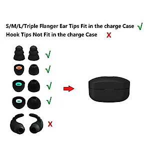 Replacement for Sony WF-C500/WF-1000XM4/WF-1000XM3 Silicone Eartips Ear Tips,JNSA Replacement Earbuds Tips Compatible with Sony WF WI XBA Etc. S/M/L + Triple Flange + Hook Ear Tips 5 Pairs Black
