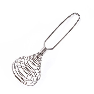 Coil Whisk Eggs, 8 Inch Egg Beater, Stainless Steel Wire Whisk, Egg Whisker with Rotating Spring, Flexible Egg Beater, Hand Eggbeater for Cooking Whipping Mixing Blender Kitchen Cream Egg