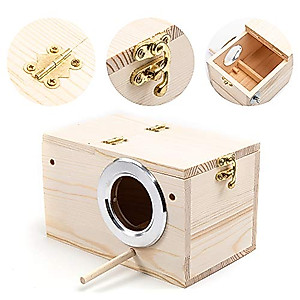 Evomosa Bird Nests Pet Bird Wood Breeding Box(L（11.4 x 5.9 x 5.9 in）)