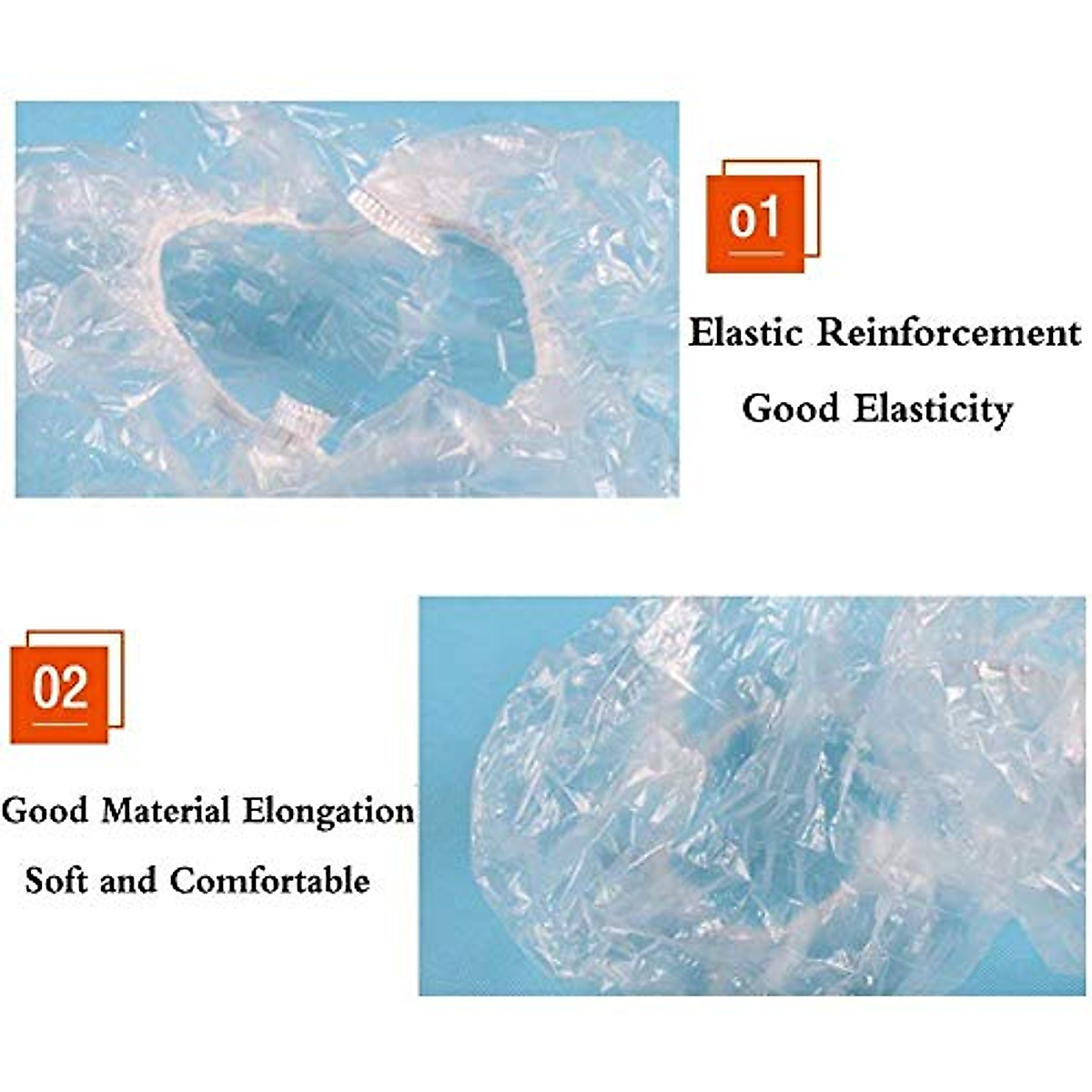 Disposable Shower Caps - 100PCS Plastic Clear Hair Cap Thick Waterproof Elastic Bath Caps for Women Hair Treatment,Hotel and Home Use,Travel Essentials