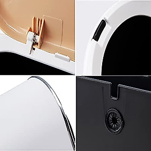 Slim Trash Can with Lid, 2.6 Gallon/10 Liter Plastic Double Barrel Wastebasket, Rectangular Garbage Container Bin for Bathroom, Bedroom, Kitchen, Office