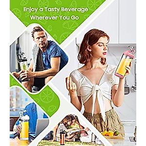 MoKo Portable Blender, 270 Watt Personal Blender for Shakes and Smoothies,21OZ Personal Blender USB Rechargeable with 6 Blades, BRA Free, Smoothie Blender for Kitchen Sports Travel and Outdoors, Pink