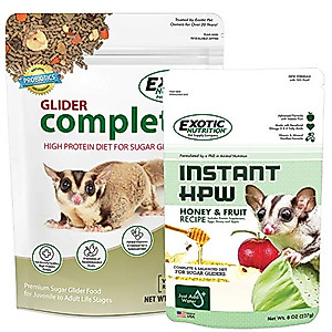 Sugar Glider Complete Food Starter Package - Nutritionally Complete Pellet Diet & High Protein Supplemental Food for Sugar Gliders… (2 Piece Set)