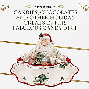 Spode Christmas Tree Gold Collection, Figural Santa Dish, Gold, Holiday Décor, Decoration for Mantel, Candy Bowl, Made of Fine Earthenware, 12.25-Inch