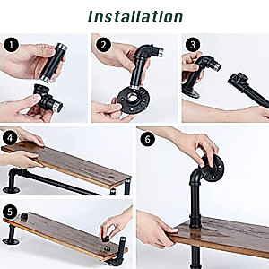 Self Control Industrial Retro Wall Mounted Pipe Shelving Brackets,Rustic Metal DIY Floating Shelves,Wall Shelf Unit Bookshelf,Hanging Iron Wall Decor for Kitchen,Office,Living Room,Bedroom (1-U-Tier)