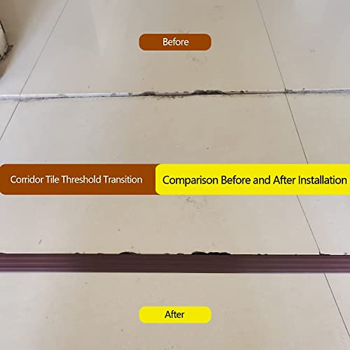 1cm Rise Non Slip Solid Rubber Portable Sill Scooters Ramp,In & Outdoor Doorway Threshold Ramps for Wheelchair,Home Entry.Bathroom Floor Tile threshold Transition Strip,Edge Trim Reducer Molding Brown